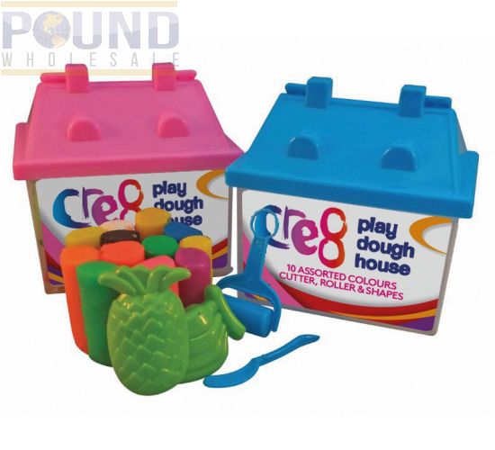 Wholesale Play Dough House Set 10pc 2 Assorted Colours | Pound Wholesale