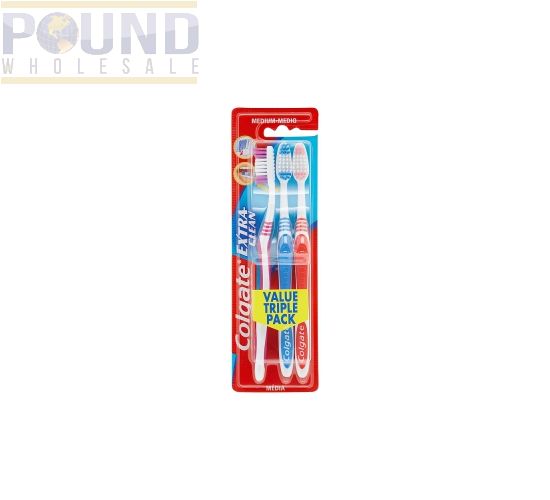 Wholesale Colgate Extra Clean Medium Toothbrushes 3 Pack | Pound Wholesale