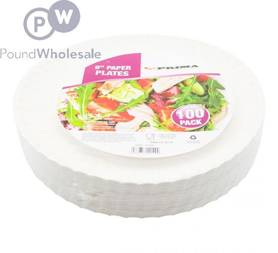 Wholesale Prima Paper Plates 9" 100 Pack | Pound Wholesale
