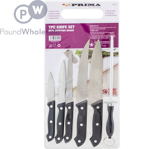 Wholesale Prima 7pc Knife Set With Chopping Board & Sharpener | Pound ...