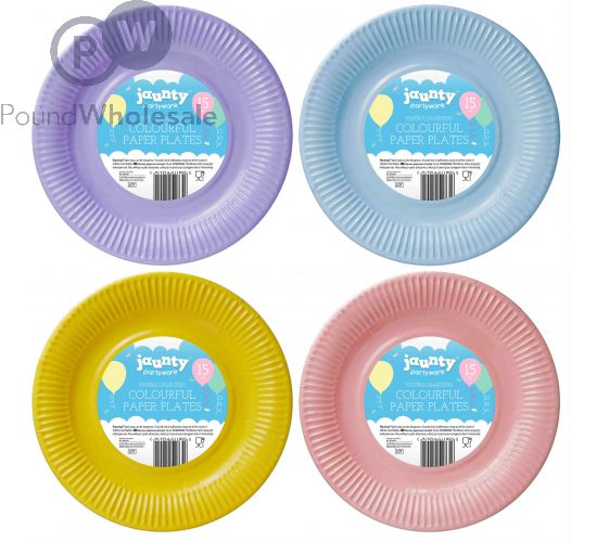 Wholesale Colourful Paper Plates 15 Packs | Pound Wholesale