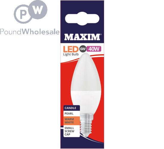 Wholesale Maxim Led Light Bulb 6w=40w Candle Pearl Warm White Ses ...