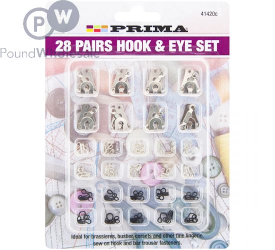 Wholesale Prima Assorted Hook & Eye Set 28 Pairs | Pound Wholesale