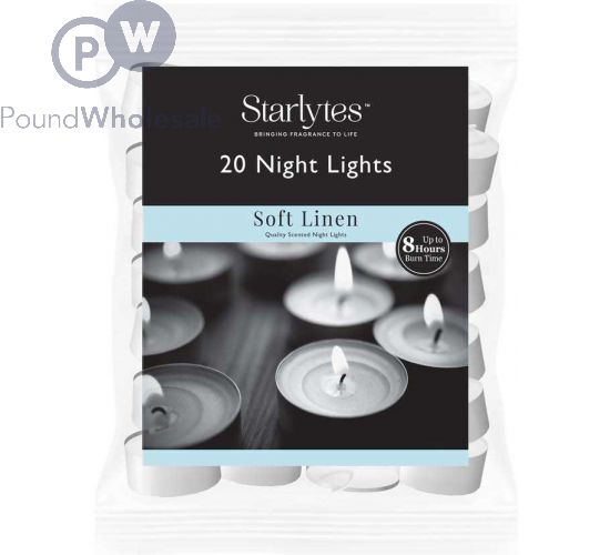 Wholesale Starlytes Soft Linen Nightlight Candles 20 Pack | Pound Wholesale