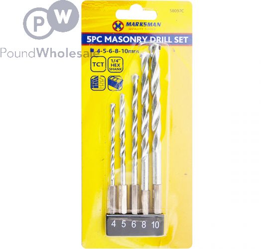 Wholesale Marksman 1/4" Hex Masonry Drill Bit Set 5pc | Pound Wholesale