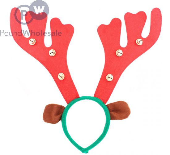 Wholesale Christmas Reindeer Antlers With Bells Headband | Pound Wholesale