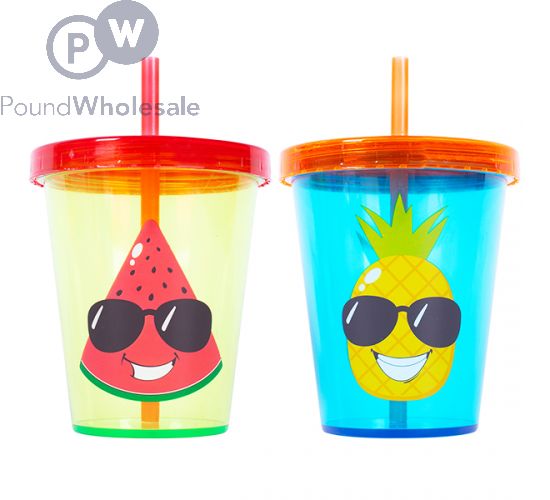 Wholesale Kids Beaker With Lid & Straw 400ml Assorted | Pound Wholesale