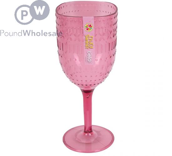 Wholesale Bello Plastic Pink Aztec Wine Goblet 375ml | Pound Wholesale