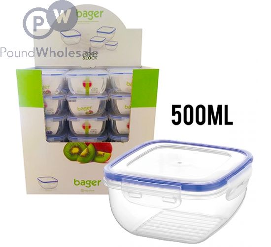 Wholesale Bager Click & Lock Square Food Storage Container 500ml Cdu ...