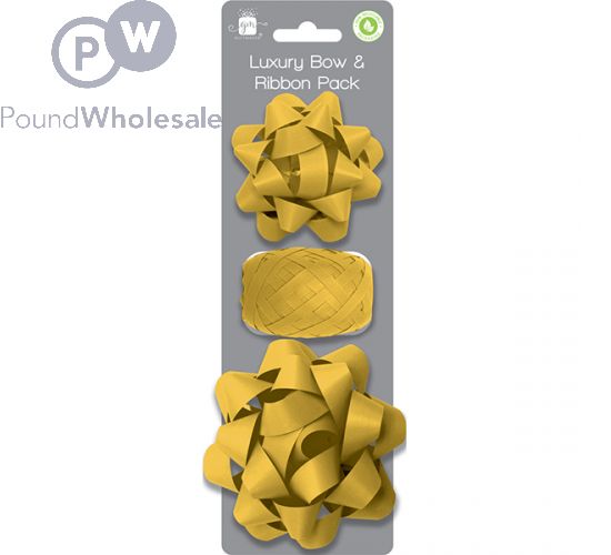 Wholesale Giftmaker Gold Luxury Bow & Ribbon Pack | Pound Wholesale
