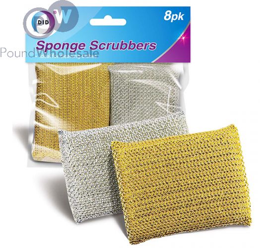 Wholesale Did Sponge Scrubbers Assorted Colours 8 Pack | Pound Wholesale