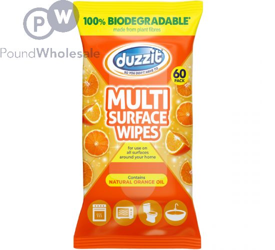 Wholesale Duzzit Biodegradable Natural Orange Oil Multi-surface Wipes ...