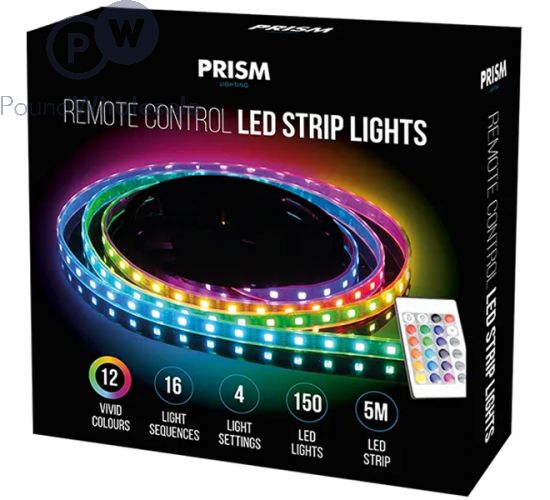 Wholesale Prism Remote Control Led Strip Lights 5m | Pound Wholesale