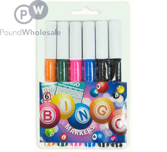 Wholesale Bingo Markers 6 Pack Assorted Colours | Pound Wholesale