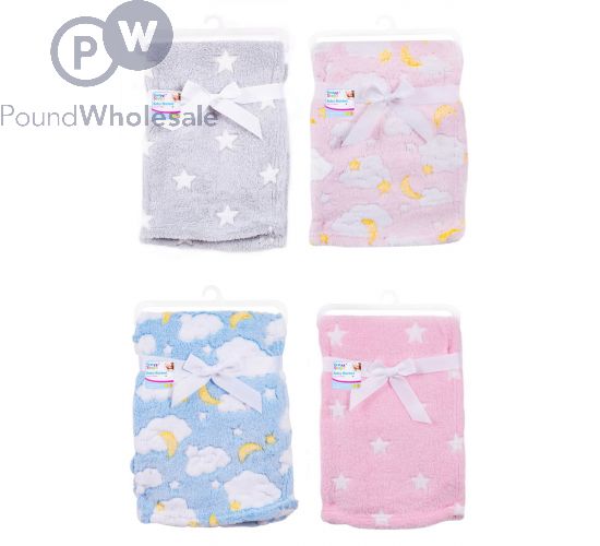 Wholesale First Steps Baby Blanket Clouds & Stars 4 Assorted | Pound ...