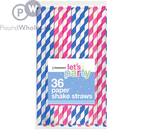 Wholesale Homemaid Let's Party Assorted Striped Shake Paper Straws 36 ...