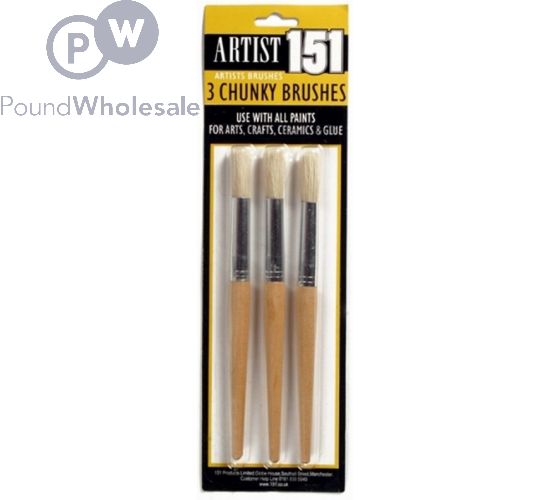 Wholesale 151 Chunky Artist Paint Brushes 3 Pack | Pound Wholesale