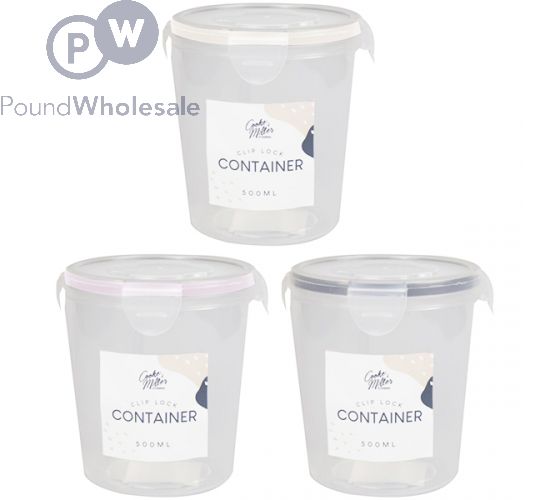 Wholesale Cooke & Miller Round Clip Lock Container 500ml Assorted ...