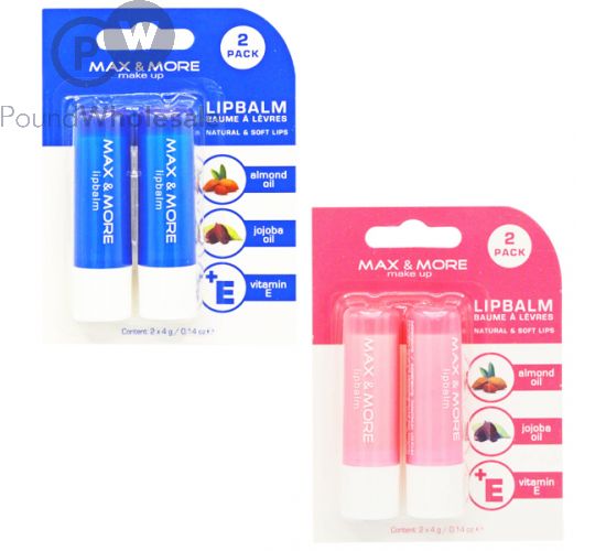 Wholesale Max & More Lip Balm 2 Pack Assorted | Pound Wholesale