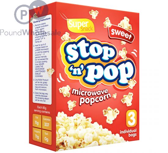 Wholesale Super Snack Stop 'n' Pop Sweet Microwave Popcorn 3 X 85g ...