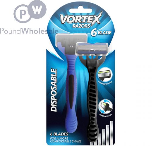 Wholesale Vortex 6 Blade Disposable Men's Razors 2 Pack | Pound Wholesale