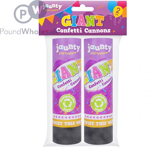 Wholesale Jaunty Partyware Giant Confetti Cannons 2 Pack | Pound Wholesale