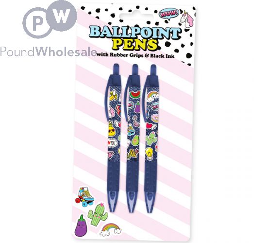 Wholesale Pin Badge Wizard Retractable Black Ink Ballpoint Pens 3 Pack ...