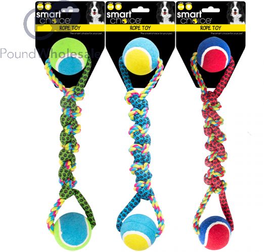 Wholesale Smart Choice Tennis Ball Rope Dog Tug Toy 36cm Assorted ...