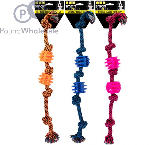 Wholesale Smart Choice Ribbed Rubber Rope Dog Tug Toy 49cm Assorted ...