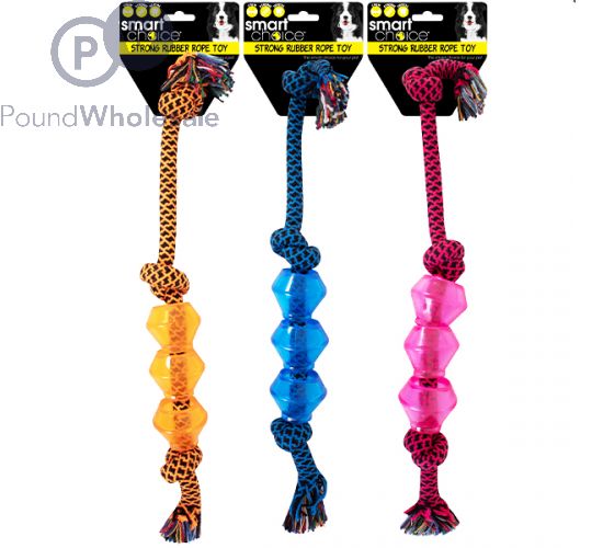 Wholesale Smart Choice Rubber & Rope Tug Dog Toy 50cm Assorted Colours ...