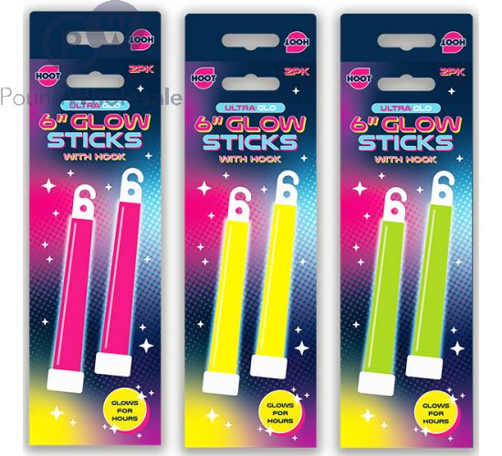 Wholesale Hoot Ultra glo Hanging Glow Sticks 6 2 Pack Assorted Colours Pound Wholesale