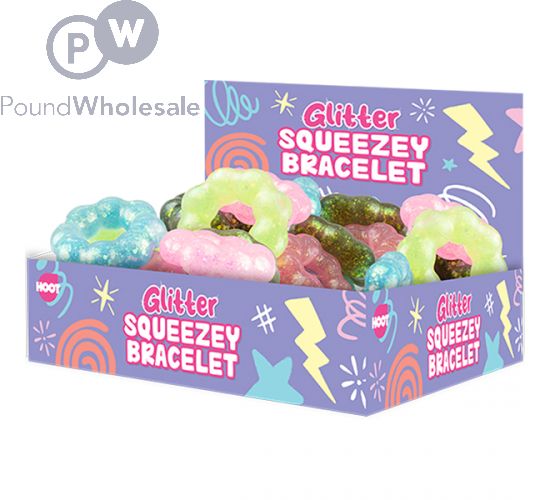 Wholesale Hoot Rubber Glitter Squeezy Bracelet Cdu Assorted | Pound ...