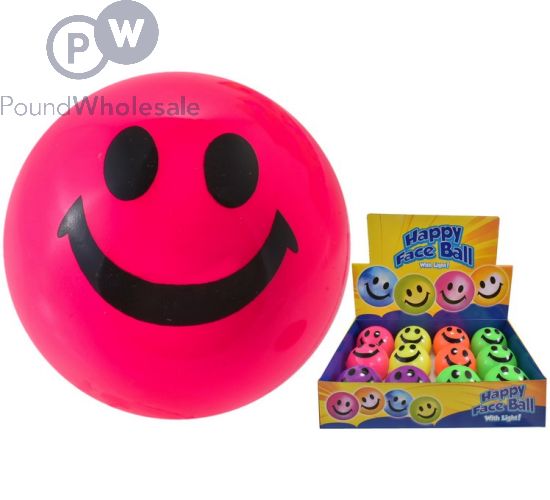Wholesale Happy Face Ball Squish Toy With Light Assorted Colours Cdu ...