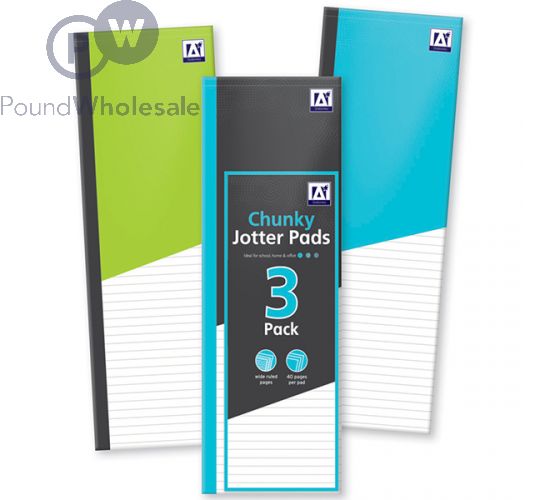 Wholesale Chunky Jotter Pads 40 Pages Assorted Colours 3 Pack | Pound ...