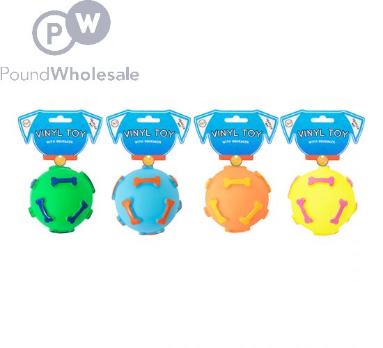 Wholesale World Of Pets Vinyl Squeaky Bone Ball Dog Toy 7.5cm Assorted ...