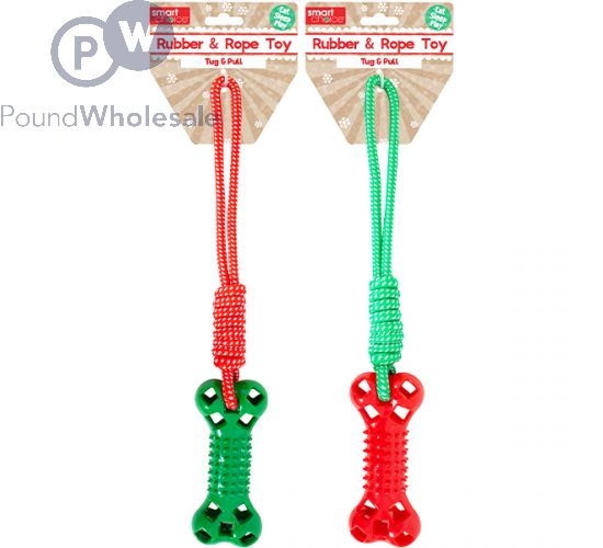 Wholesale Smart Choice Christmas Rubber & Rope Bone Dog Toy Assorted ...
