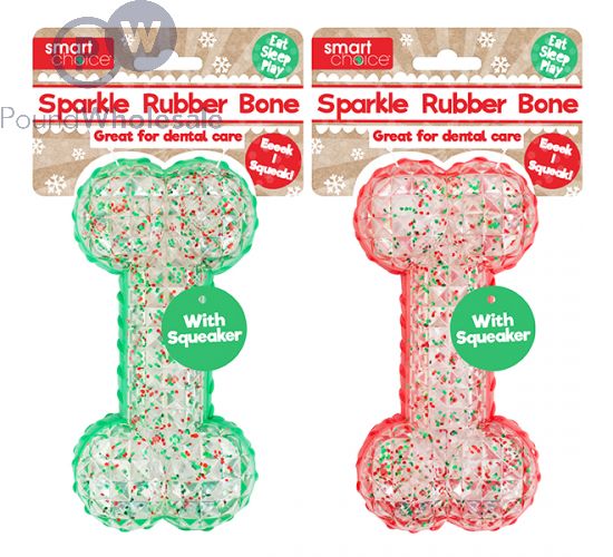 Wholesale Smart Choice Christmas Squeaky Sparkle Rubber Bone Dog Toy ...