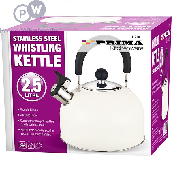 Wholesale Prima Stainless Steel Cream Whistling Kettle 2.5l | Pound ...