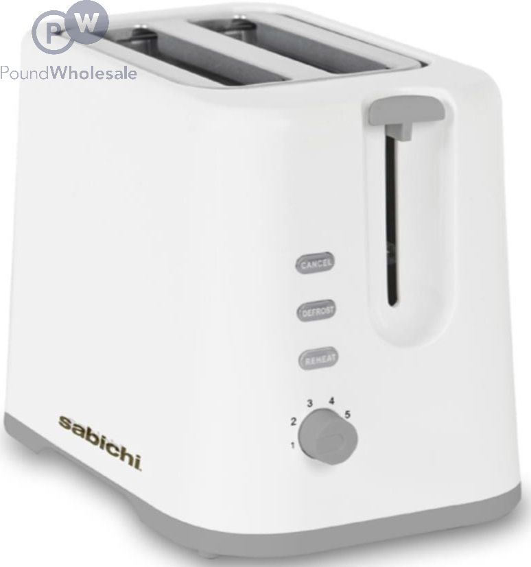 Wholesale Sabichi 2 Slice Toaster White | Pound Wholesale