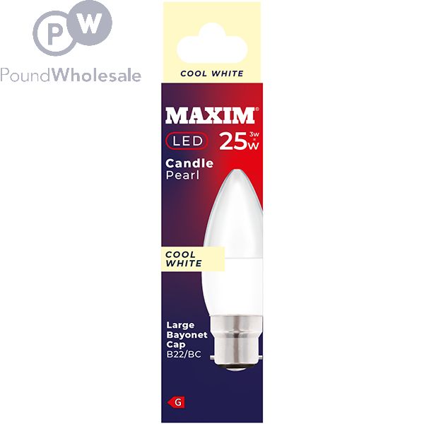 Wholesale Maxim 25w-3w Candle Pearl Cool White B22/bc Led Light Bulb ...