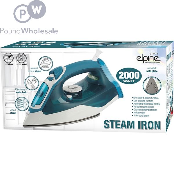 Wholesale Elpine 2000w Blue Steam Iron | Pound Wholesale