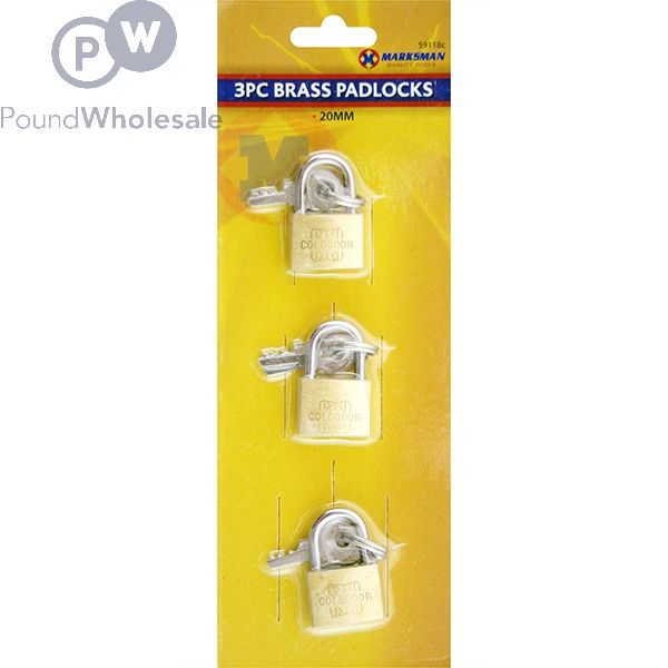 Wholesale Marksman 20mm Brass Padlocks With Keys 3 Pack Pound Wholesale