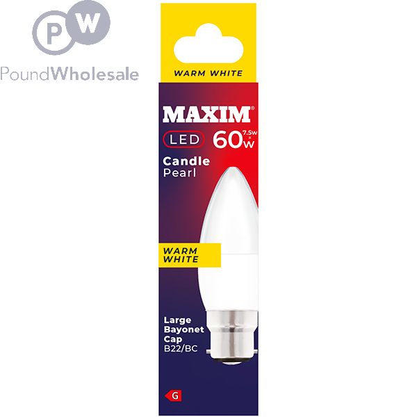 Wholesale Maxim 7.5w=60w Candle Pearl Warm White B22 Bc Led Light Bulb ...
