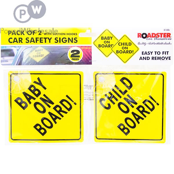 Wholesale Roadster Car Safety Signs Set 2pc | Pound Wholesale