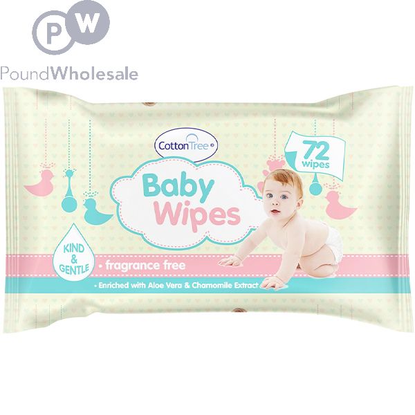 Wholesale Cotton Tree Kind & Gentle Baby Wipes 72 Pack | Pound Wholesale