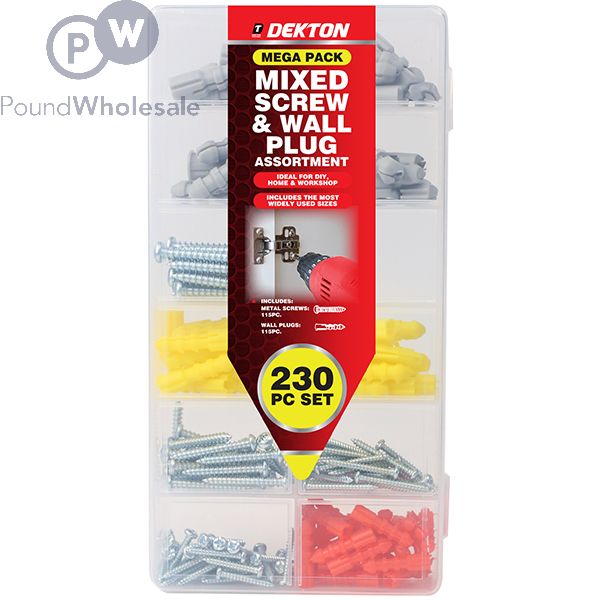Wholesale Dekton Mixed Screw & Wall Plug Assortment Mega Pack 230pc ...