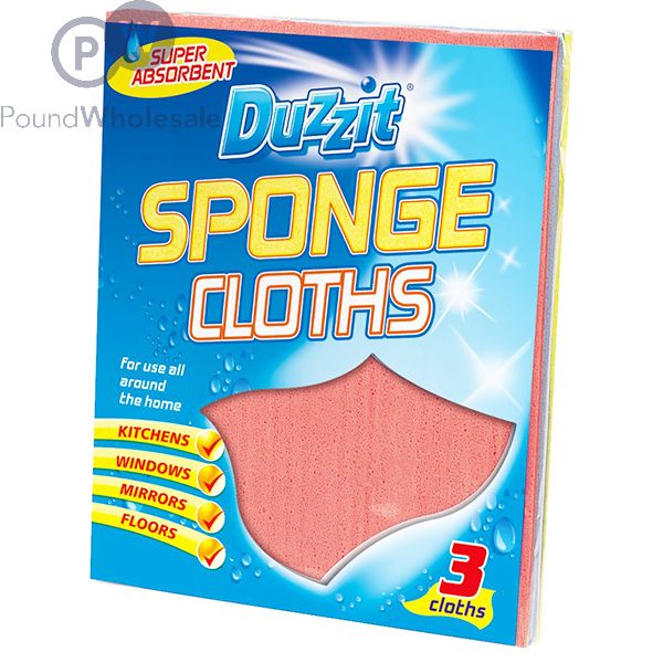 Wholesale Duzzit Super-absorbent Sponge Cloths 3 Pack | Pound Wholesale