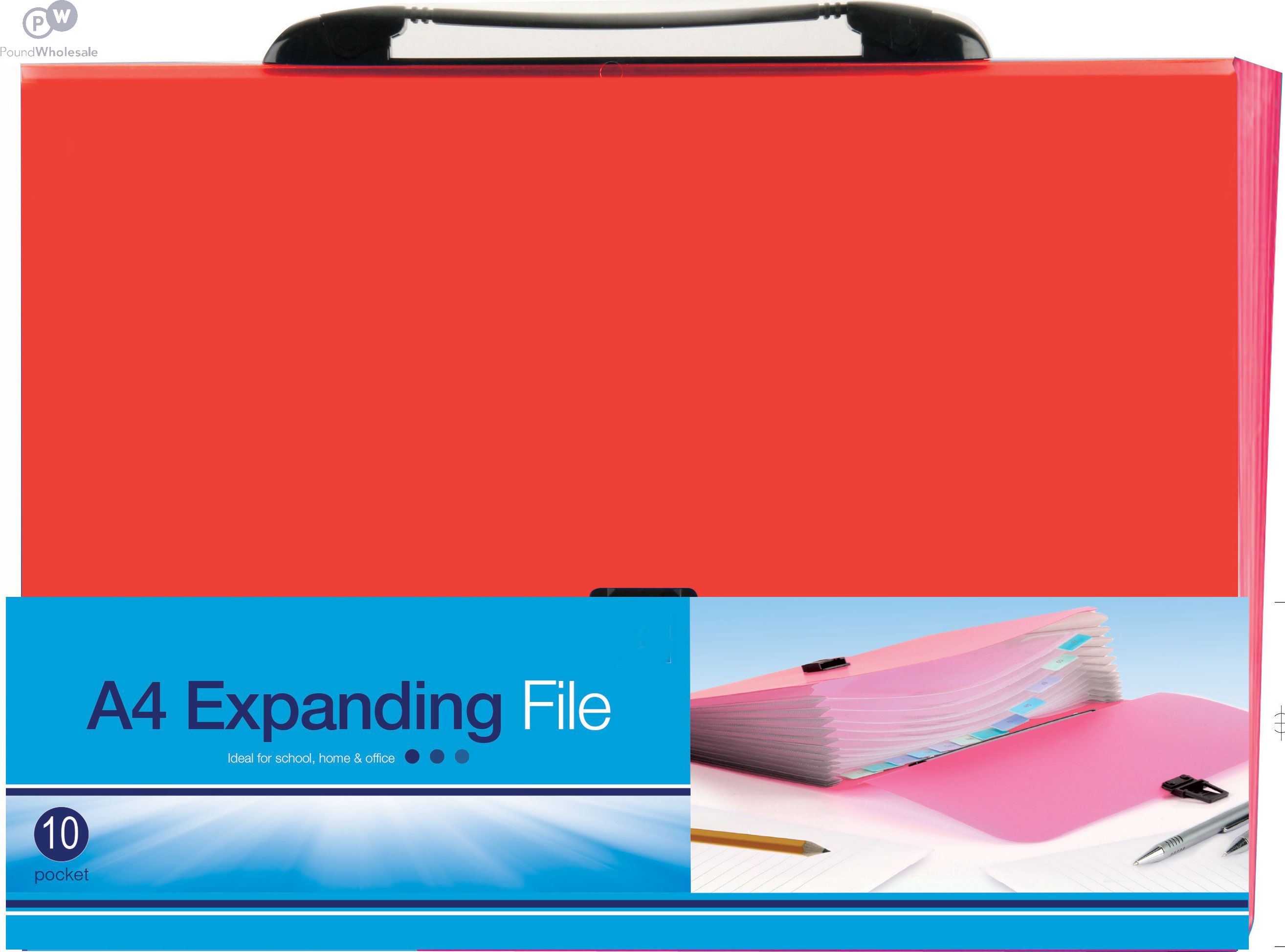 Wholesale 10 Pocket Expanding File 3 Assorted Colours | Pound Wholesale
