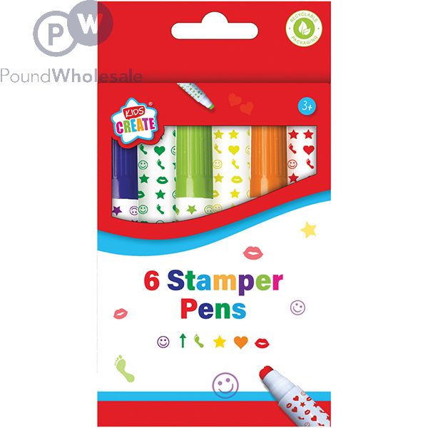 Wholesale Kids Create Assorted Stamper Pens 6 Pack | Pound Wholesale