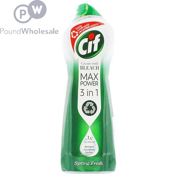 Wholesale Cif Max Power 3-in-1 Bleach Spring Fresh Cream 750ml | Pound ...